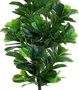 FLOWORLD Fiddle Leaf Fig Tree 6ft Tall Artificial Tree in Plastic Pot Fake Ficus Lyrata Plants with 184 Decorative Fiddle Leaves Faux Fig Trees for Home Office Living Room Decor Indoor Outdoor