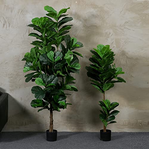 FLOWORLD Fiddle Leaf Fig Tree 6ft Tall Artificial Tree in Plastic Pot Fake Ficus Lyrata Plants with 184 Decorative Fiddle Leaves Faux Fig Trees for Home Office Living Room Decor Indoor Outdoor