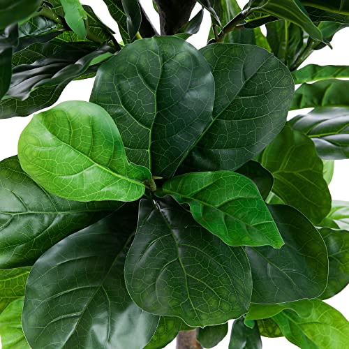 FLOWORLD Fiddle Leaf Fig Tree 6ft Tall Artificial Tree in Plastic Pot Fake Ficus Lyrata Plants with 184 Decorative Fiddle Leaves Faux Fig Trees for Home Office Living Room Decor Indoor Outdoor