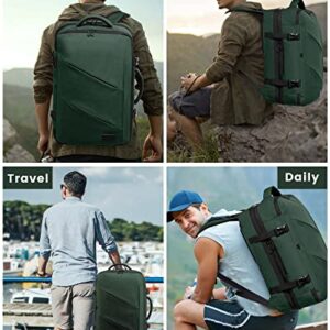 LOVEVOOK Travel Backpack, Extra Large 30-40L Expandable Carry on Backpack Airline Approved, Anti-Theft Waterproof Backpack for Travel, 17 Inch Laptop Backpack with USB Port for Men & Women, Dark Green