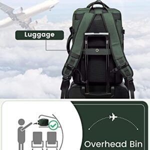 LOVEVOOK Travel Backpack, Extra Large 30-40L Expandable Carry on Backpack Airline Approved, Anti-Theft Waterproof Backpack for Travel, 17 Inch Laptop Backpack with USB Port for Men & Women, Dark Green