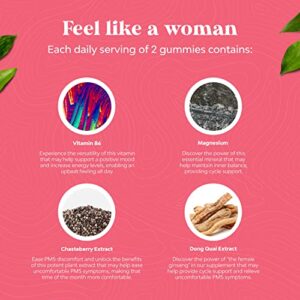 Hormone Balance for Women of All Ages - PMS Gummies and Cycle Support Supplements for Women with Vitamin B6 and Dong Quai Gummy Vitamin - Menopause Relief Mood Support Supplement PMS Support for Women