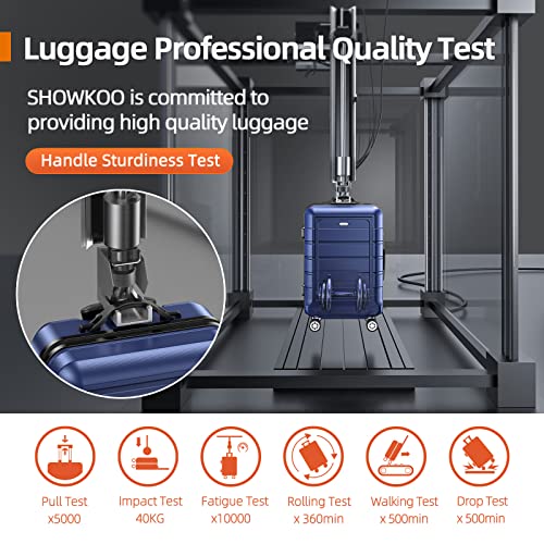 SHOWKOO Luggage PC+ABS Durable Expandable Hardside Suitcase with Double Spinner Wheels TSA Lock 28-Inch, Blue