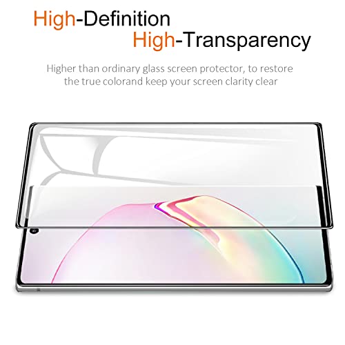 Samsung Galaxy Note 10 Tempered Glass Screen Protector with Camera Lens Protector [3D Curved] [Fingerprint unlock] Clear Full Screen Coverage Protector for Samsung Note 10 6.3 inch [2+2 Pack]