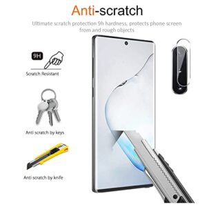 Samsung Galaxy Note 10 Tempered Glass Screen Protector with Camera Lens Protector [3D Curved] [Fingerprint unlock] Clear Full Screen Coverage Protector for Samsung Note 10 6.3 inch [2+2 Pack]