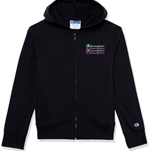 Champion Big, Full Zip Kids' Hoodie for Girls, Lightweight Sweatshirt, French Terry, Black