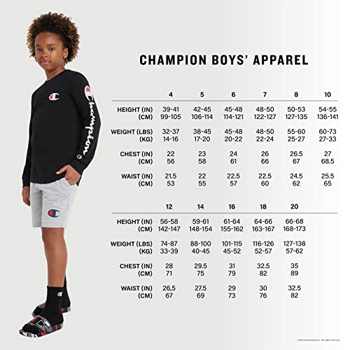 Champion Boys' Big, Kids' Sweatshirt, Crewneck Sweater, French Terry, Script, White