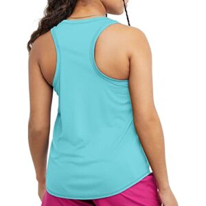 Champion Sport, Moisture Wicking, Athletic Tank Top for Women, Light Sky Blue Reflective C Logo, Large