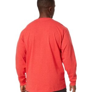 Carhartt Men's Loose Fit Heavyweight Long Logo Sleeve Graphic T-Shirt, Fire Red Heather