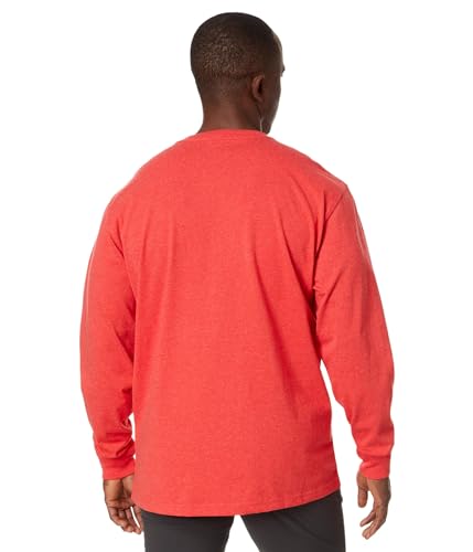 Carhartt Men's Loose Fit Heavyweight Long Logo Sleeve Graphic T-Shirt, Fire Red Heather