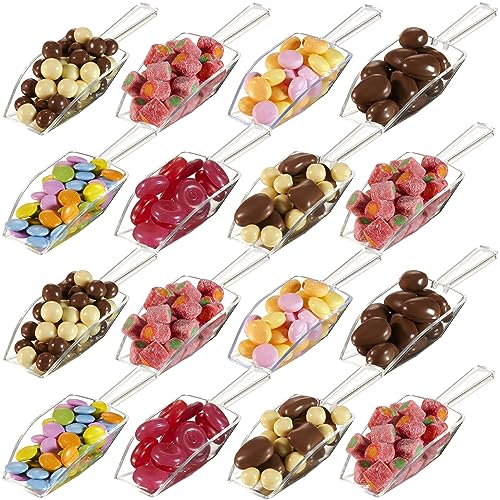 Mini Clear Acrylic Plastic Scoops [24 Pack] for Candy, Ice Cream Bar, Jars, Containers, Coffee, Flour, Dessert Buffets, Kitchen, Weddings, Parties & Concessions, 5.5"