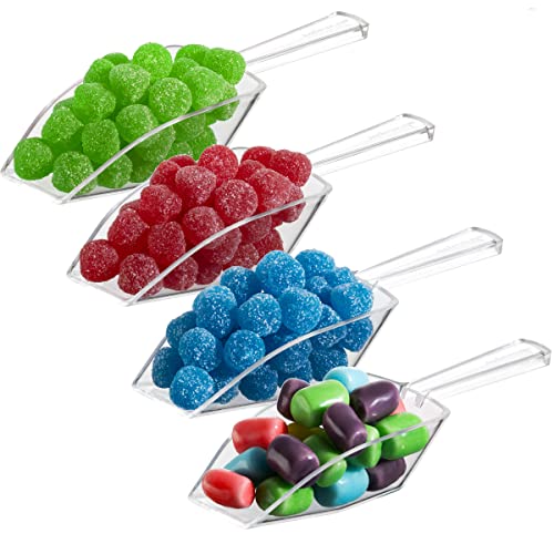 Mini Clear Acrylic Plastic Scoops [24 Pack] for Candy, Ice Cream Bar, Jars, Containers, Coffee, Flour, Dessert Buffets, Kitchen, Weddings, Parties & Concessions, 5.5"