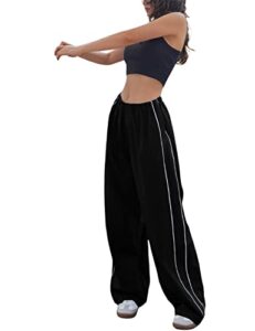 lianlive womens parachute pants wide leg baggy y2k track pants for women (black-s)