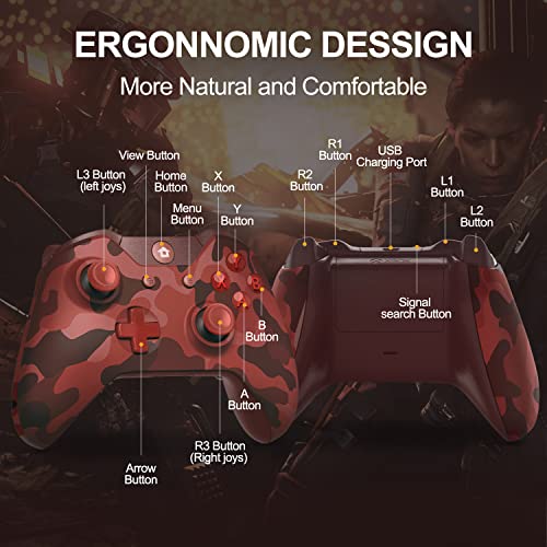 usergaing Xbox Wireless Controller Replacement for Xbox One, Xbox Series X&S,Xbox One X&S,Window PC 10 with 3.5mm Headphone Jack-Red Camo