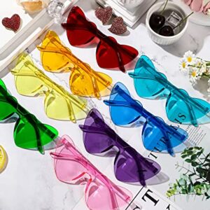 JDHXBMW 8 Pairs Heart Shaped Frameless Glasses Trendy Transparent Candy Color Eyewear for Party Favor