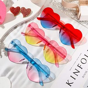 JDHXBMW Heart Sunglasses for Women 4Pairs Heart Shaped Sunglasses Rimless Fun Heart Glasses for Adult Party Favors