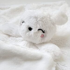 bubby boo Baby Stuffed Animal Security Blanket - White Bunny Rabbit - Soft Snuggle Toy - Baby Gift - Soothing Plush Toy - Baby Lovey- Perfect Baby Gift for All Babies