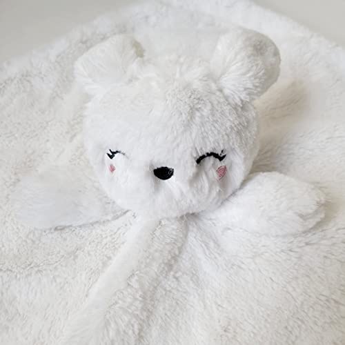 bubby boo Baby Stuffed Animal Security Blanket - White Bunny Rabbit - Soft Snuggle Toy - Baby Gift - Soothing Plush Toy - Baby Lovey- Perfect Baby Gift for All Babies