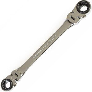 Rauckman Utility Products BugWrench, 4-in-1 Double Ended Reverse Ratcheting Box Wrench - 1/2”& 5/8” x 9/16”& 3/4”- Heavy Duty Forged Flex Head - Combination Wrench