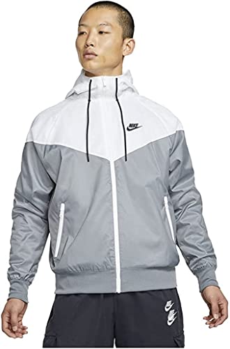 Nike Sportswear Windrunner Men's Hooded Jacket, Smoke Grey/White/Smoke Grey/Black, Large