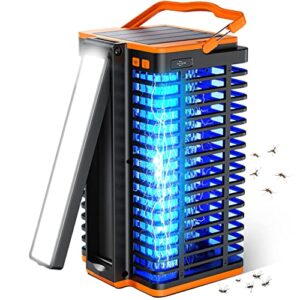 solar bug zapper for outdoor indoor, cordless & rechargeable mosquito zapper with reading lamp, 4200v high powered mosquito killer insect fly trap equipped 4000mah battery for home, patio, camping