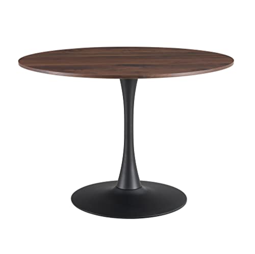 41.7" Modern Round Dining Table with Pedestal Base in Tulip Design, Mid-Century Leisure Table for Living Room Kitchen & Dining Room (Brown)