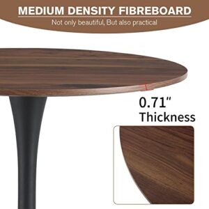 41.7" Modern Round Dining Table with Pedestal Base in Tulip Design, Mid-Century Leisure Table for Living Room Kitchen & Dining Room (Brown)