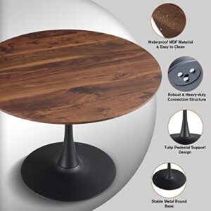 41.7" Modern Round Dining Table with Pedestal Base in Tulip Design, Mid-Century Leisure Table for Living Room Kitchen & Dining Room (Brown)