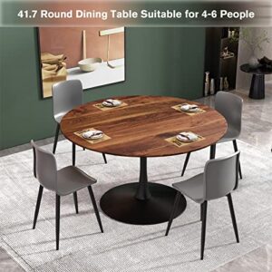 41.7" Modern Round Dining Table with Pedestal Base in Tulip Design, Mid-Century Leisure Table for Living Room Kitchen & Dining Room (Brown)