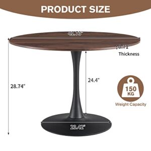 41.7" Modern Round Dining Table with Pedestal Base in Tulip Design, Mid-Century Leisure Table for Living Room Kitchen & Dining Room (Brown)