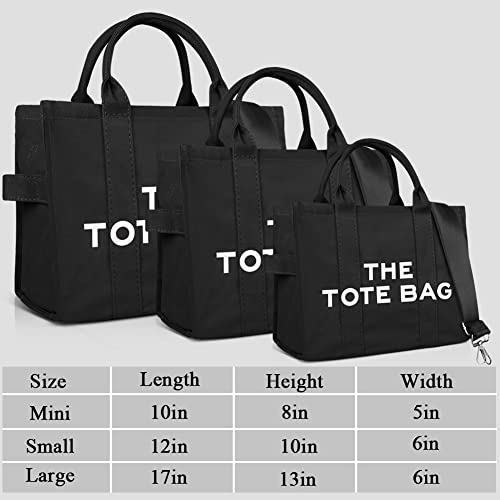 The Tote Bag for Women Crossbody Canvas Tote Bag Traveler Handbag Zipper Canvas Tote Bag A-black