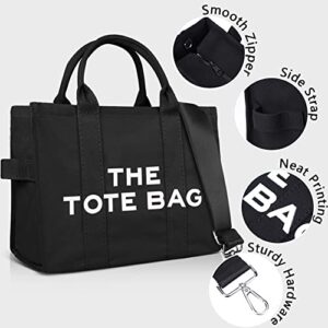 The Tote Bag for Women Crossbody Canvas Tote Bag Traveler Handbag Zipper Canvas Tote Bag A-black