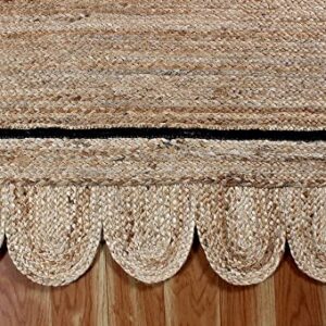 CASAVANI Hand Braided Rag Rug Geometric Beige & Black Jute Rug Best Uses for Hallway Enterway Best Uses for Bedroom,Dining Room,Entertainment Room 4x6 Feet