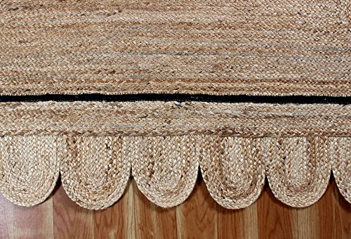 CASAVANI Hand Braided Rag Rug Geometric Beige & Black Jute Rug Best Uses for Hallway Enterway Best Uses for Bedroom,Dining Room,Entertainment Room 4x6 Feet