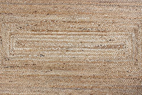 CASAVANI Hand Braided Rag Rug Geometric Beige & Black Jute Rug Best Uses for Hallway Enterway Best Uses for Bedroom,Dining Room,Entertainment Room 4x6 Feet