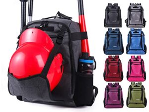 ndnnxe youth baseball bag softball bat bag& backpack, t-ball & softball equipment for youth,holds 2 bats,water bottel,helmet, gloves, cleats, helmet holder and includes fence hook