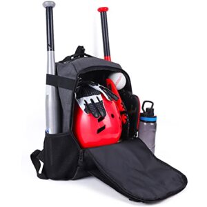 NDNNXE Youth Baseball bag softball Bat bag& backpack, T-Ball & Softball Equipment for Youth,Holds 2 Bats,Water Bottel,Helmet, Gloves, Cleats, Helmet Holder and Includes Fence Hook