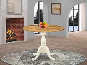 east west furniture dst-nlw-tp dublin modern kitchen table - a round dining table top with dropleaf & pedestal base, 42x42 inch, multi-color