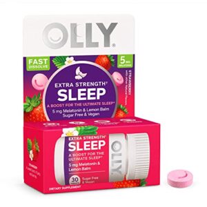 olly extra strength sleep fast dissolve tablets, 5mg melatonin, vegan, strawberry - 30ct