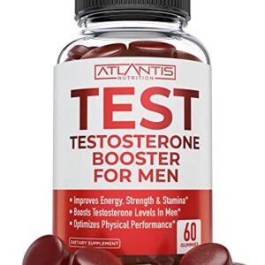 Testosterone Booster For Men Gummies - Male Enhancement, Boosts Energy, & Optimizes Physical Performance. Formulated with Tribulus, Horny Goat Weed, Saw Palmetto, Maca Root & More - 60 Gummies