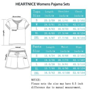 HEARTNICE Pajamas Set for Women Soft Shorts Lounge Sets Short Sleeve Sleepwear Summer PJ 2 Piece(Dusty Pink, L)