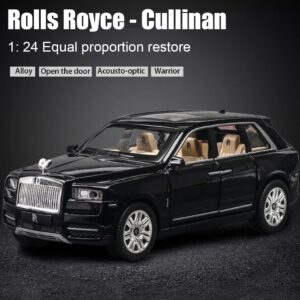 EROCK 1/24 Rolls-Royce Cullinan Model Car, Alloy Die Casting Collectible Pull Back Toy Car with Sound and Light for Kids Boy Girl Birthday Gift