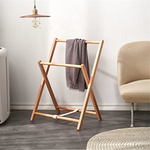 LIRUXUN Solid Wood Floor Clothes Rack Clothes Storage Rack Multifunctional Household Indoor Bedside Folding Hanger