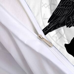 Quilt Cover Twin Size Viking Crow 3D Bedding Sets Odin's Raven Duvet Cover Breathable Hypoallergenic Stain Wrinkle Resistant Microfiber with Zipper Closure,beding Set with 2 Pillowcase