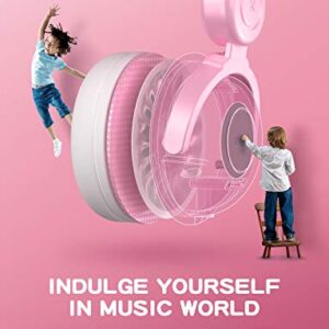 Kids Headphones with Microphone, Kids Headphones with Safe Volume 85db Limited-Shareport, Wired Headphones for Kids/Teens/Boys/Girls, Over Ear Kids Headphones for School/Travel/iPad/Phone/Tablet, Pink