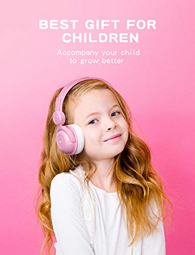 Kids Headphones with Microphone, Kids Headphones with Safe Volume 85db Limited-Shareport, Wired Headphones for Kids/Teens/Boys/Girls, Over Ear Kids Headphones for School/Travel/iPad/Phone/Tablet, Pink