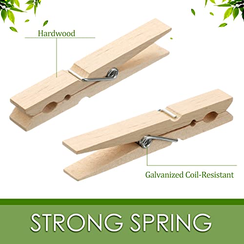 Marsui 200 Pcs Large Clothes Pins Wooden Clothespins 4 Inch Wood Clothes Pins Heavy Duty Outdoor for Outside Hanging Clothes Laundry DIY Craft Pictures Photos (Natural Color)