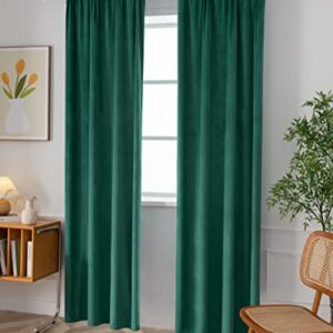 SMILETIME Emerald Green 95in Long Velvet Curtains with Rod Pocket Thermal Insulated Soft Privacy Room Darkening Velvet Drapes for Bedroom and Living Room, Set of 2 Panels, 42 x 95 Inches Long