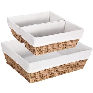 vagusicc wicker storage basket for organizing, 3 pack woven wicker baskets with handles and liners, 15 inch large decorative storage bins and small wicker basket for shelves organizer, natural