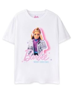 barbie christmas t-shirt womens ladies merry christmas white top